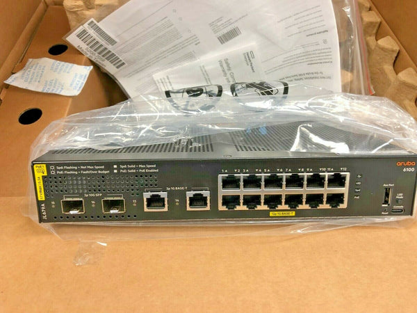 JL679A Aruba 6100 12G CL4 2SFP+ 139W Switch New open Box